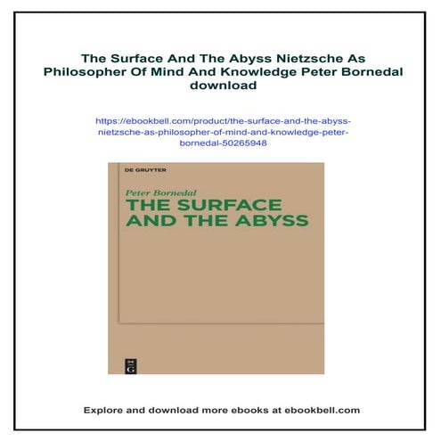 The Surface And The Abyss Nietzsche As Philosopher Of Mind And ...