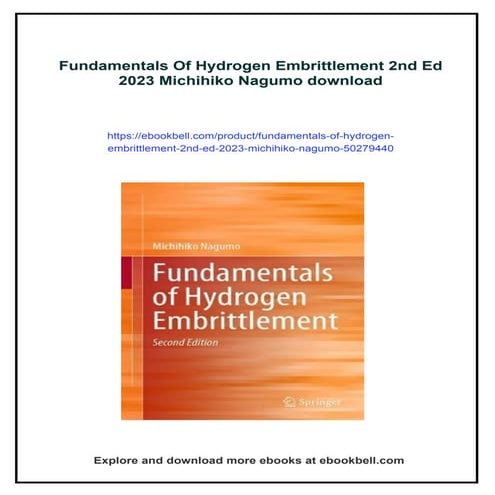 Fundamentals Of Hydrogen Embrittlement 2nd Ed 2023 Michihiko Nagumo | PDF