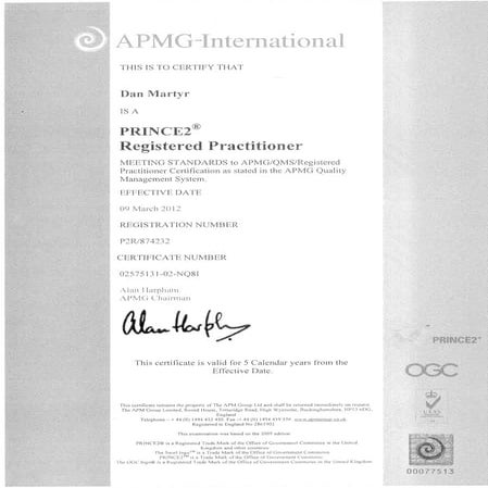 PRINCE2 Certificate | PDF