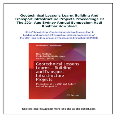 Geotechnical Lessons Learnt Building And Transport Infrastructure Projects Proceedings Of The ...