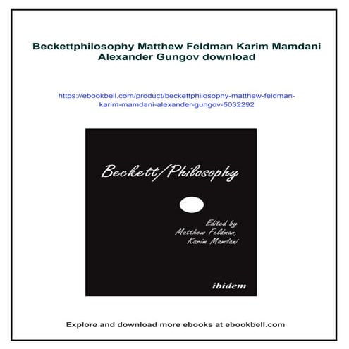 Beckettphilosophy Matthew Feldman Karim Mamdani Alexander Gungov | PDF