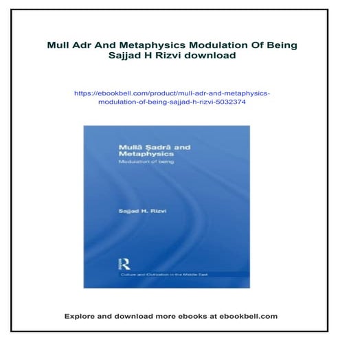 Mull Adr And Metaphysics Modulation Of Being Sajjad H Rizvi | PDF