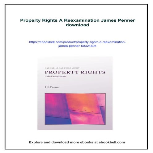 Property Rights A Reexamination James Penner | PDF