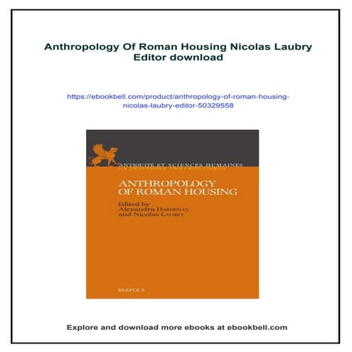 Anthropology Of Roman Housing Nicolas Laubry Editor | PDF