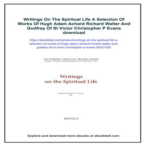 Writings On The Spiritual Life A Selection Of Works Of Hugh Adam Achard Richard Walter And ...
