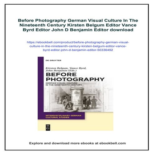 Before Photography German Visual Culture In The Nineteenth Century ...