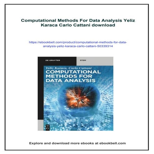 Computational Methods For Data Analysis Yeliz Karaca Carlo Cattani | PDF