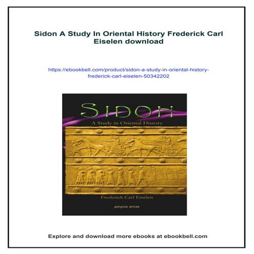 Sidon A Study In Oriental History Frederick Carl Eiselen | PDF