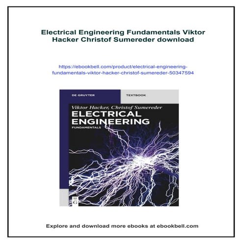 Electrical Engineering Fundamentals Viktor Hacker Christof Sumereder | PDF