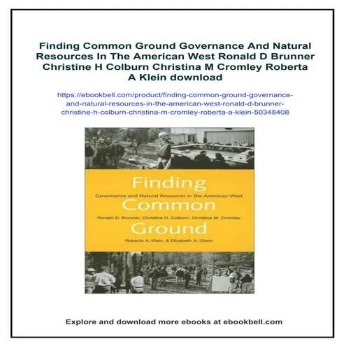 Finding Common Ground Governance And Natural Resources In The American ...