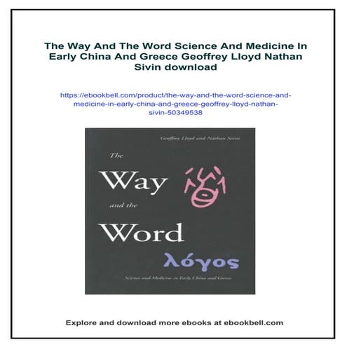 The Way And The Word Science And Medicine In Early China And Greece ...