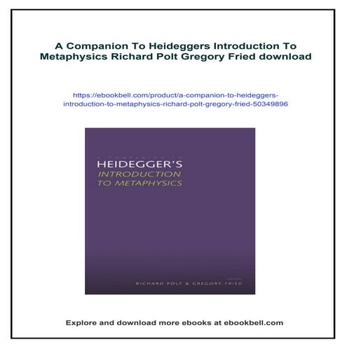 A Companion To Heideggers Introduction To Metaphysics Richard Polt ...