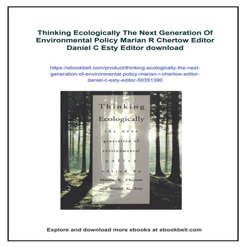 Thinking Ecologically The Next Generation Of Environmental Policy ...