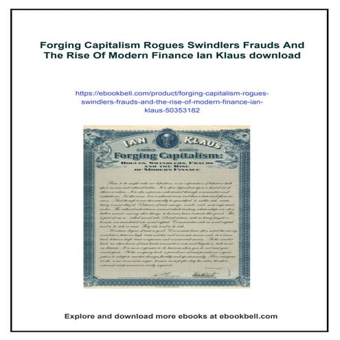 Forging Capitalism Rogues Swindlers Frauds And The Rise Of Modern ...