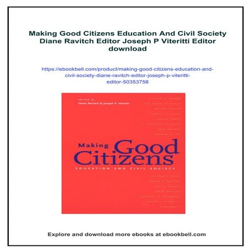 Making Good Citizens Education And Civil Society Diane Ravitch Editor ...