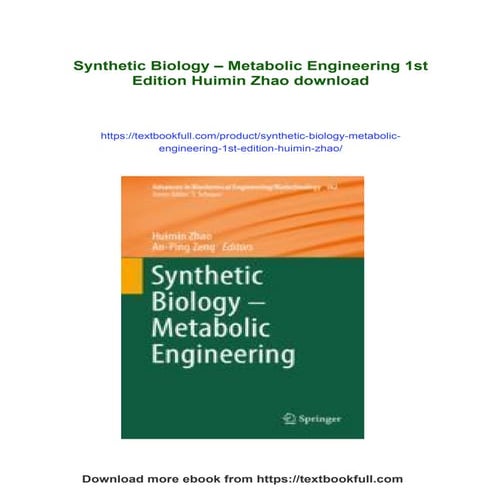 Synthetic Biology – Metabolic Engineering 1st Edition Huimin Zhao | PDF
