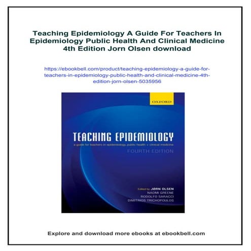 Teaching Epidemiology A Guide For Teachers In Epidemiology Public ...