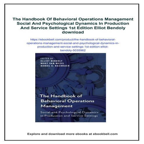 The Handbook Of Behavioral Operations Management Social And ...