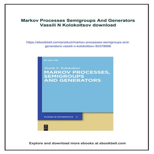 Markov Processes Semigroups And Generators Vassili N Kolokoltsov | PDF