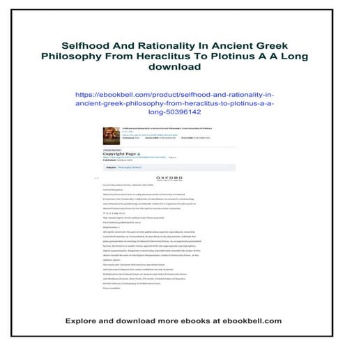 Selfhood And Rationality In Ancient Greek Philosophy From Heraclitus To Plotinus A A Long | PDF