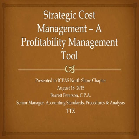 BP Presentation. Strategic Cost Management - A Profitability Tool ...