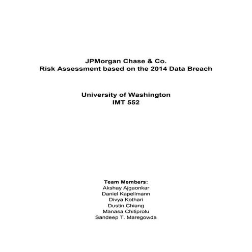 IMT 552-JPMorgan Chase & Co. Risk Assessment v05 | PDF | Business ...