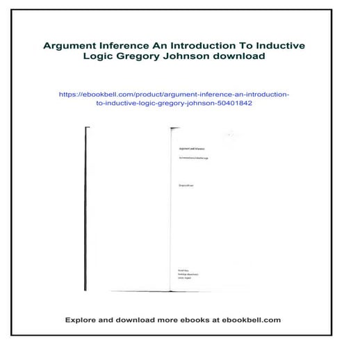 Argument Inference An Introduction To Inductive Logic Gregory Johnson | PDF