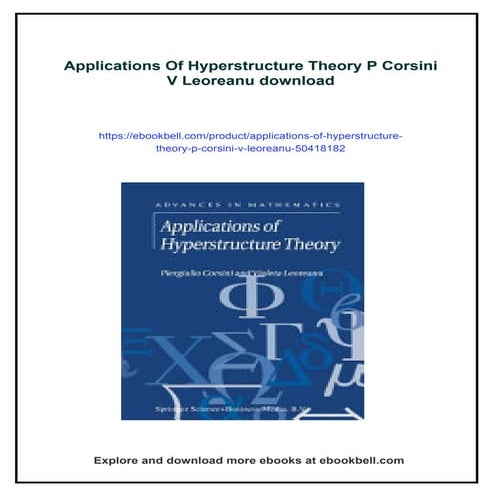Applications Of Hyperstructure Theory P Corsini V Leoreanu | PDF