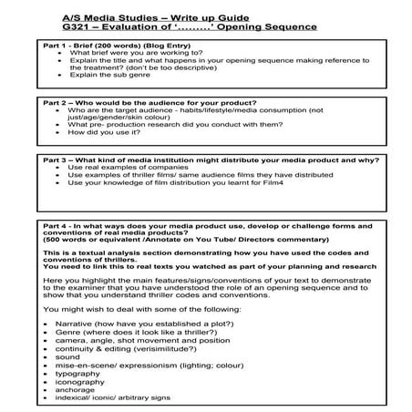 Media Studies Title Sequence: EVALUATION part 1 | DOC