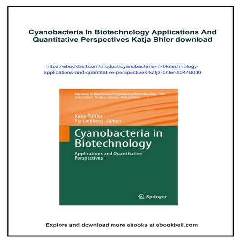 Cyanobacteria In Biotechnology Applications And Quantitative ...
