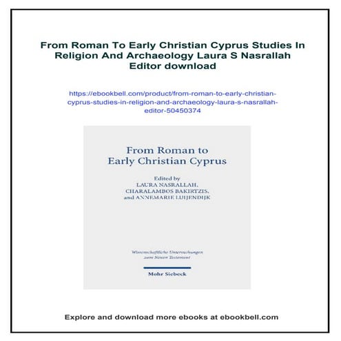 From Roman To Early Christian Cyprus Studies In Religion And ...
