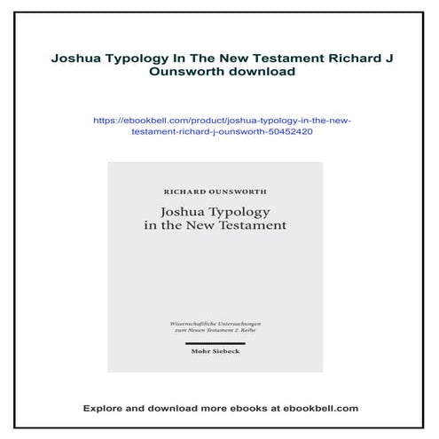 Joshua Typology In The New Testament Richard J Ounsworth | PDF