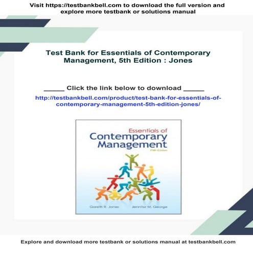 Contemporary Management 10th Edition Jones Test Bank | PDF