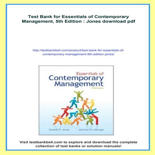 Test Bank for Essentials of Contemporary Management, 5th Edition ...
