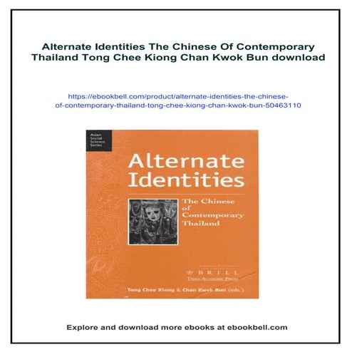 Alternate Identities The Chinese Of Contemporary Thailand Tong Chee ...