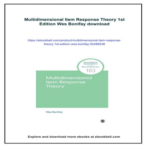 Multidimensional Item Response Theory 1st Edition Wes Bonifay | PDF