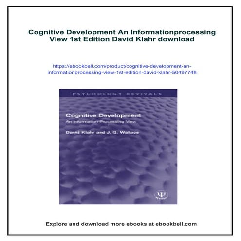 Cognitive Development An Informationprocessing View 1st Edition David Klahr | PDF