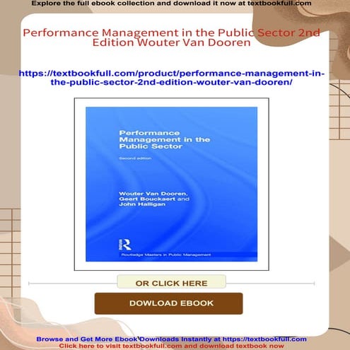 Performance Management in the Public Sector 2nd Edition Wouter Van Dooren | PDF