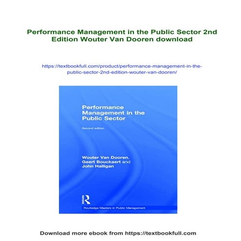 Performance Management in the Public Sector 2nd Edition Wouter Van Dooren | PDF