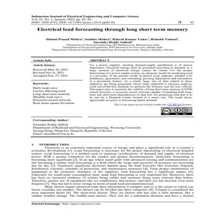 Electrical load forecasting through long short term memory | PDF