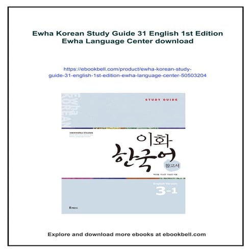Ewha Korean Study Guide 31 English 1st Edition Ewha Language Center | PDF