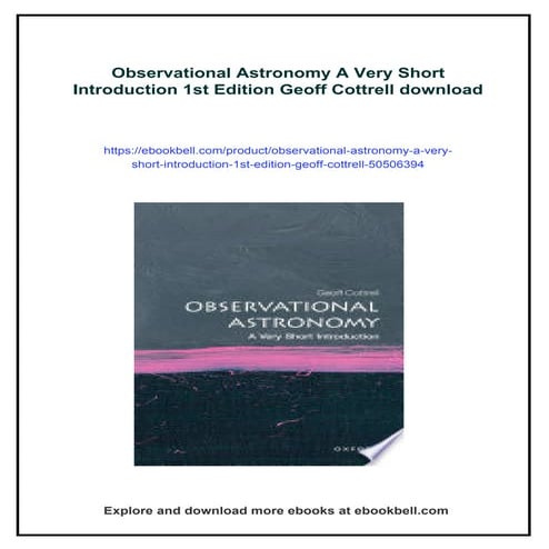 Observational Astronomy A Very Short Introduction 1st Edition Geoff ...