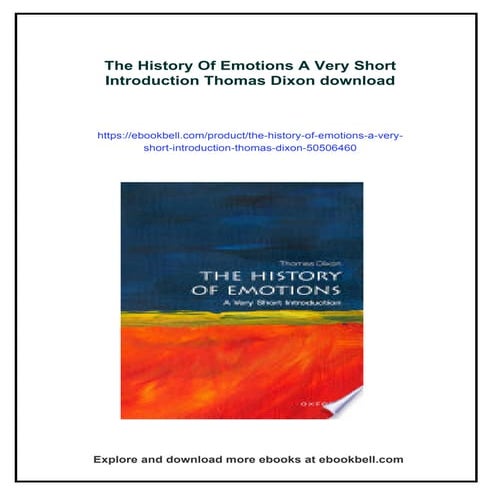 The History Of Emotions A Very Short Introduction Thomas Dixon | PDF