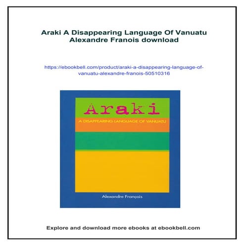 Araki A Disappearing Language Of Vanuatu Alexandre Franois | PDF
