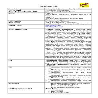 Profile LenSA NTB Baru | PDF