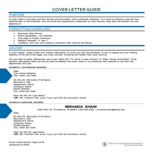 Cover Letter Guide | DOCX