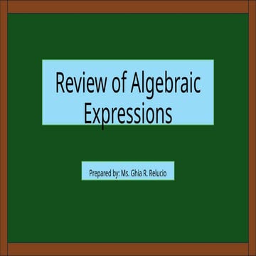 GRADE 7 Algebraic Expressions PowerPoint | PPTX