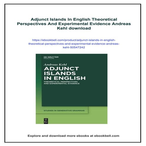 Adjunct Islands In English Theoretical Perspectives And Experimental ...