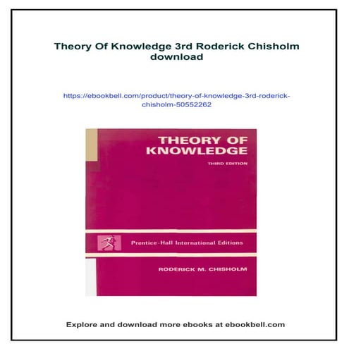 Theory Of Knowledge 3rd Roderick Chisholm | PDF