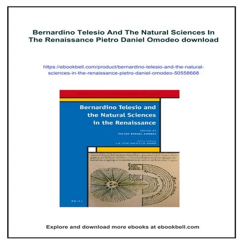 Bernardino Telesio And The Natural Sciences In The Renaissance Pietro ...